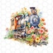 Watercolor Floral Train Clipart Bundle, Floral Train Clipart, Train Png ...