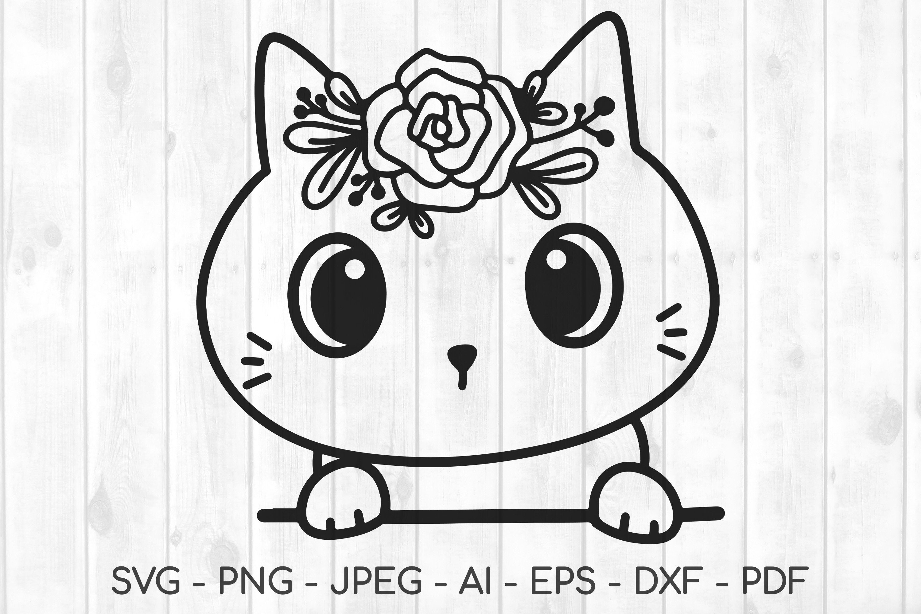 Floral Cat Svg Cat Svg Cat Outline Svg Cute Cat Svg Kitty | Etsy