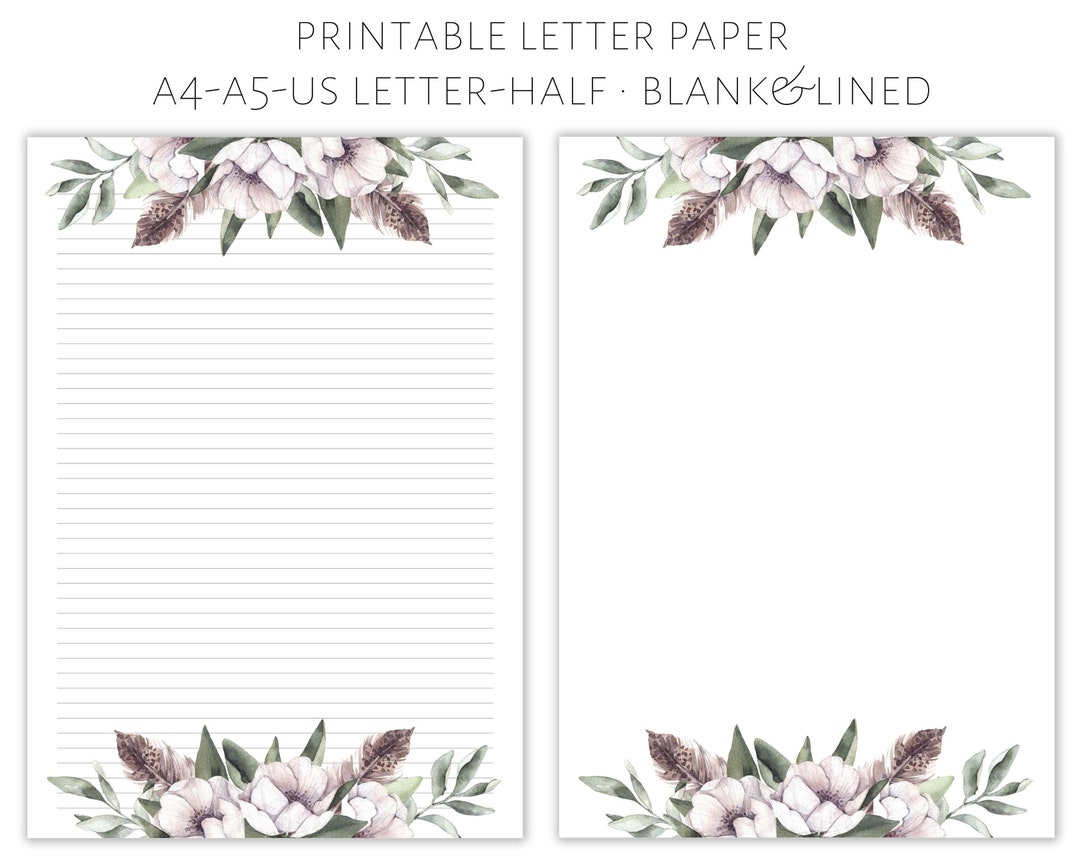 Printable Floral Letter Paper, Letter Writing Paper, Letter Stationery ...