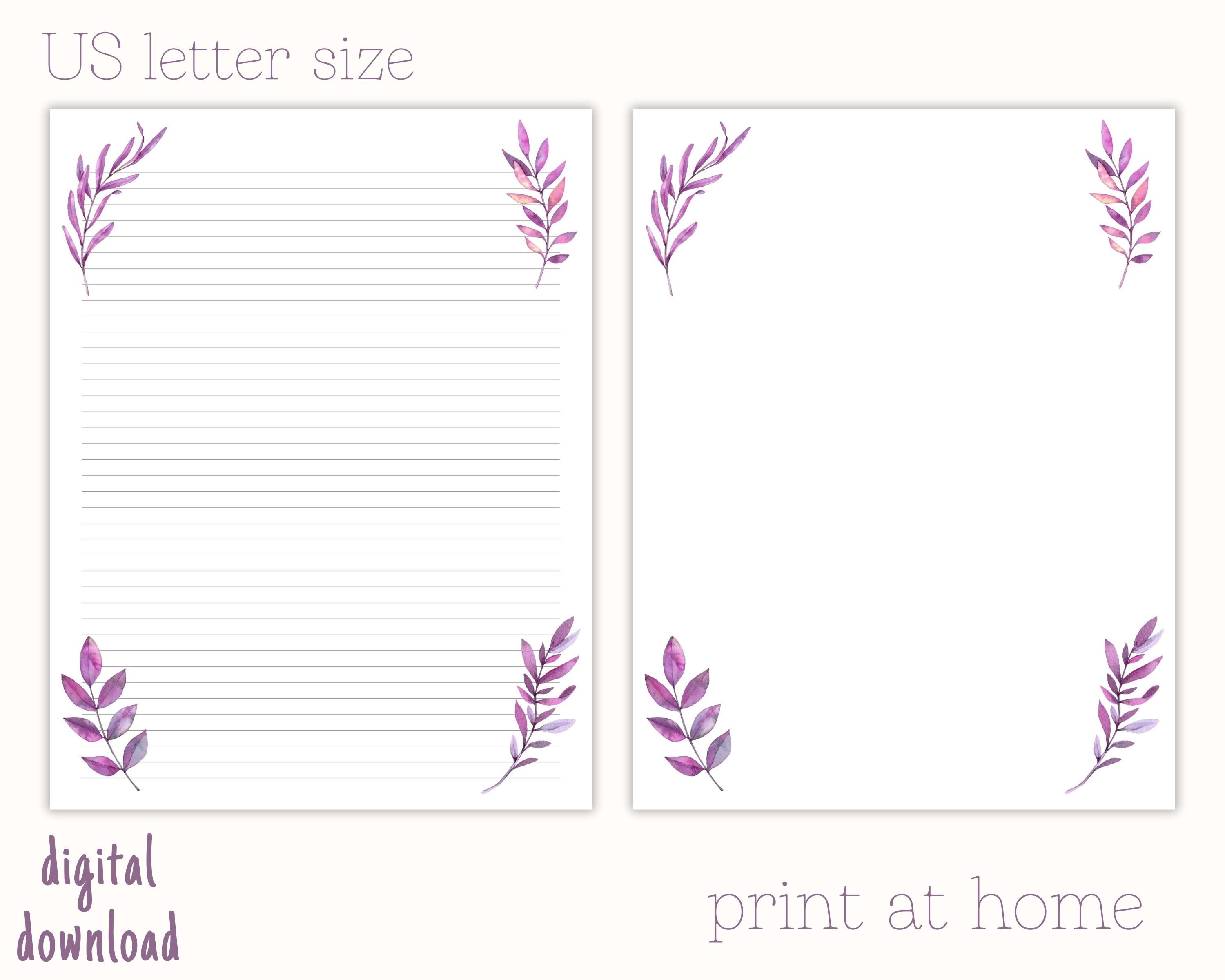 Watercolor Leaves Printable Letter Paper Writing Paper | Etsy