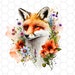 Watercolor Floral Fox Clipart Fox Sublimation Sublimation - Etsy
