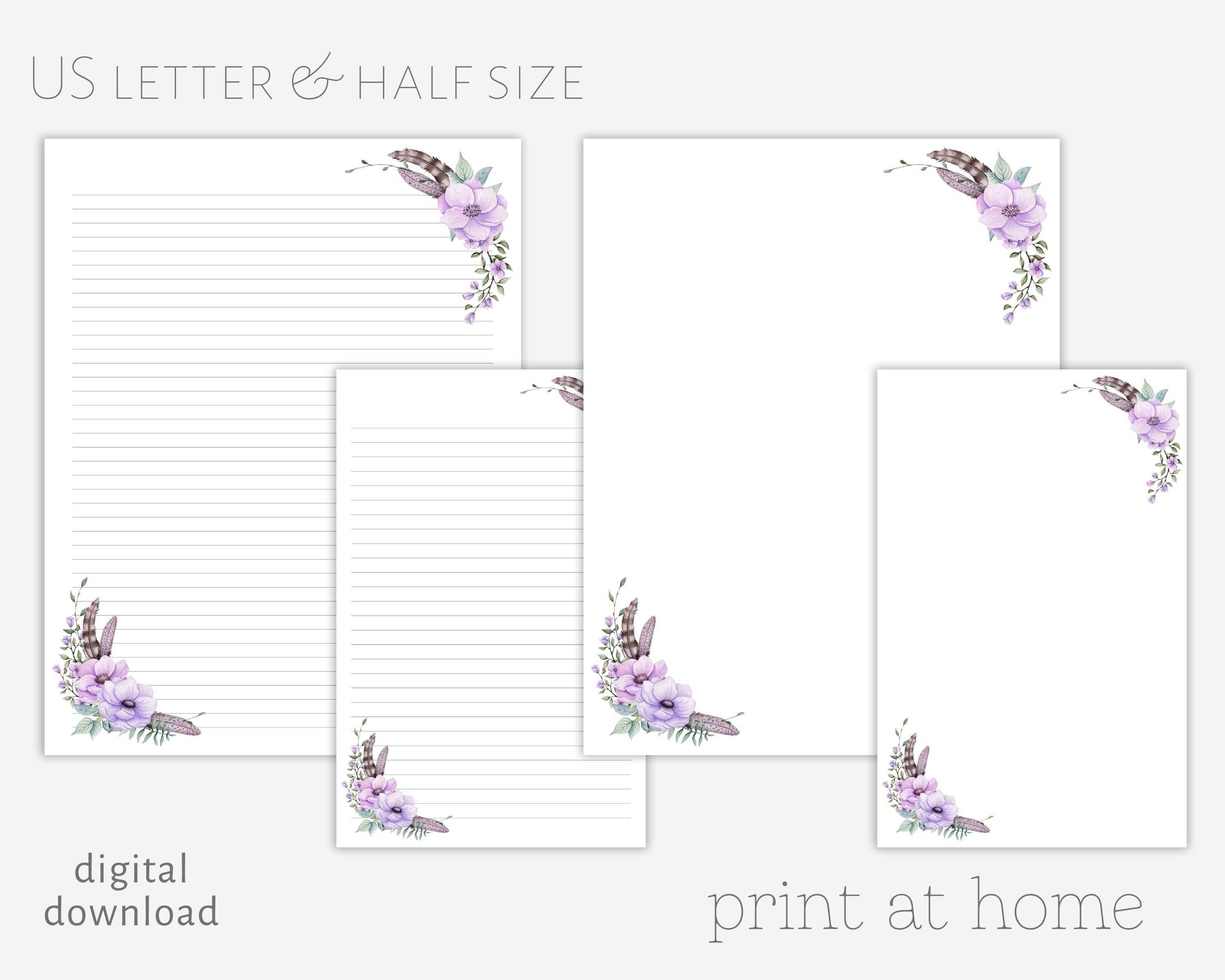 Printable Floral Letter Paper Letter Writing Paper Letter - Etsy
