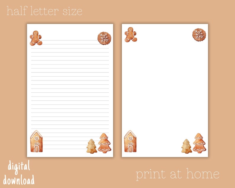 Christmas Letter Writing Paper: Gingerbread Theme (printable) - Etsy