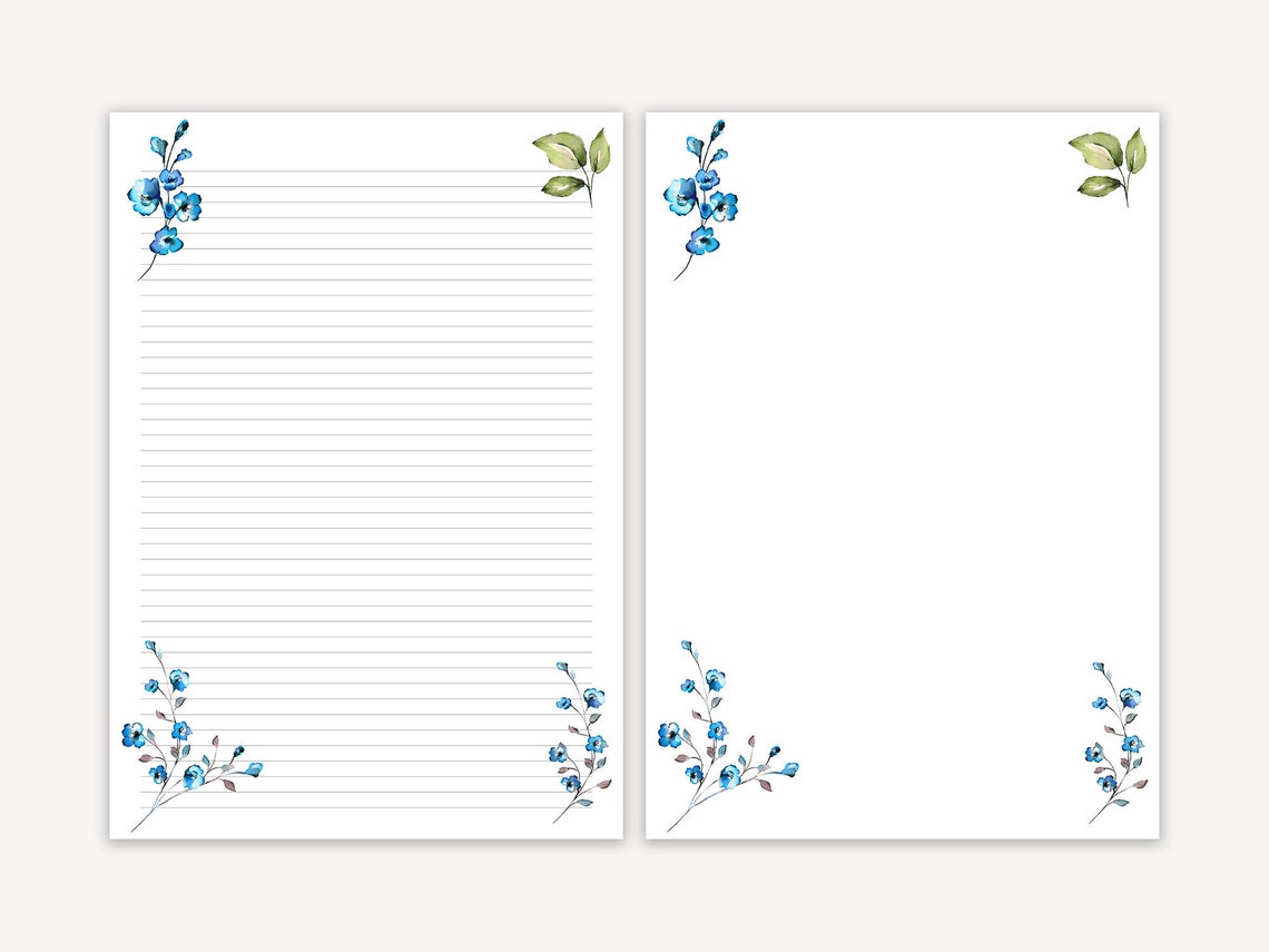 Floral Printable Letter Paper Line Sheet Floral Printable | Etsy