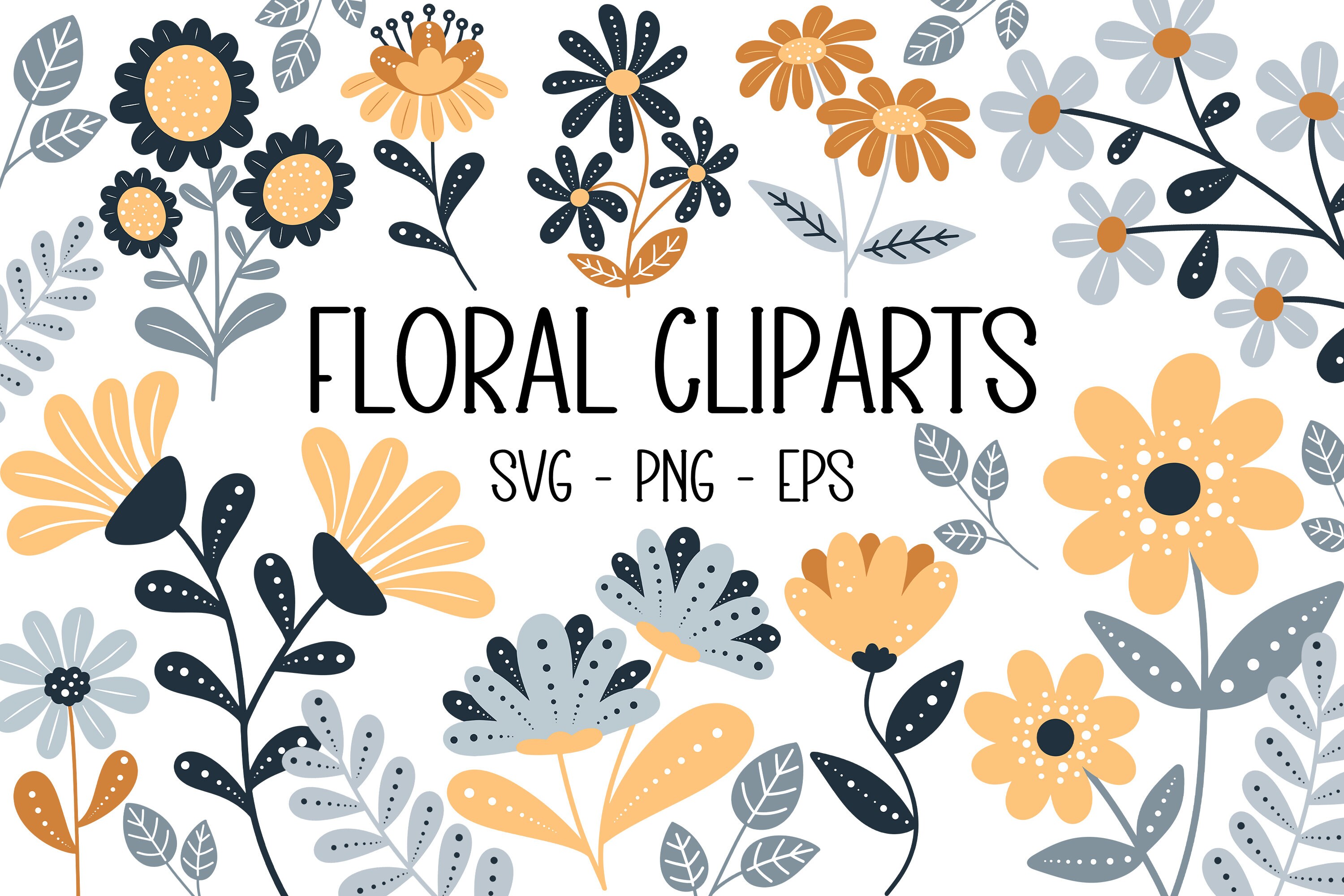Boho Floral Clipart Flower Clipart Floral Clipart Flower - Etsy