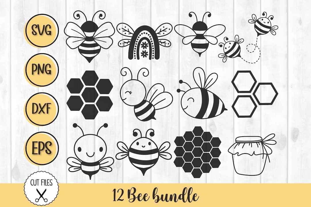 Bee Svg Bundle, Bee Svg, Queen Bee Svg, Bee Silhouette Svg, Honeycomb ...