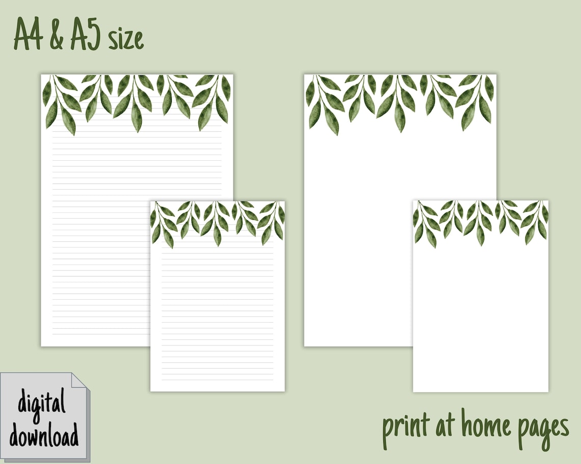 Letter Paper Printable Note Paper Letter Writing Set - Etsy