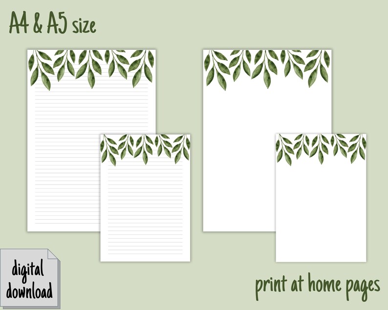 Letter Paper Printable Note Paper Letter Writing Set - Etsy