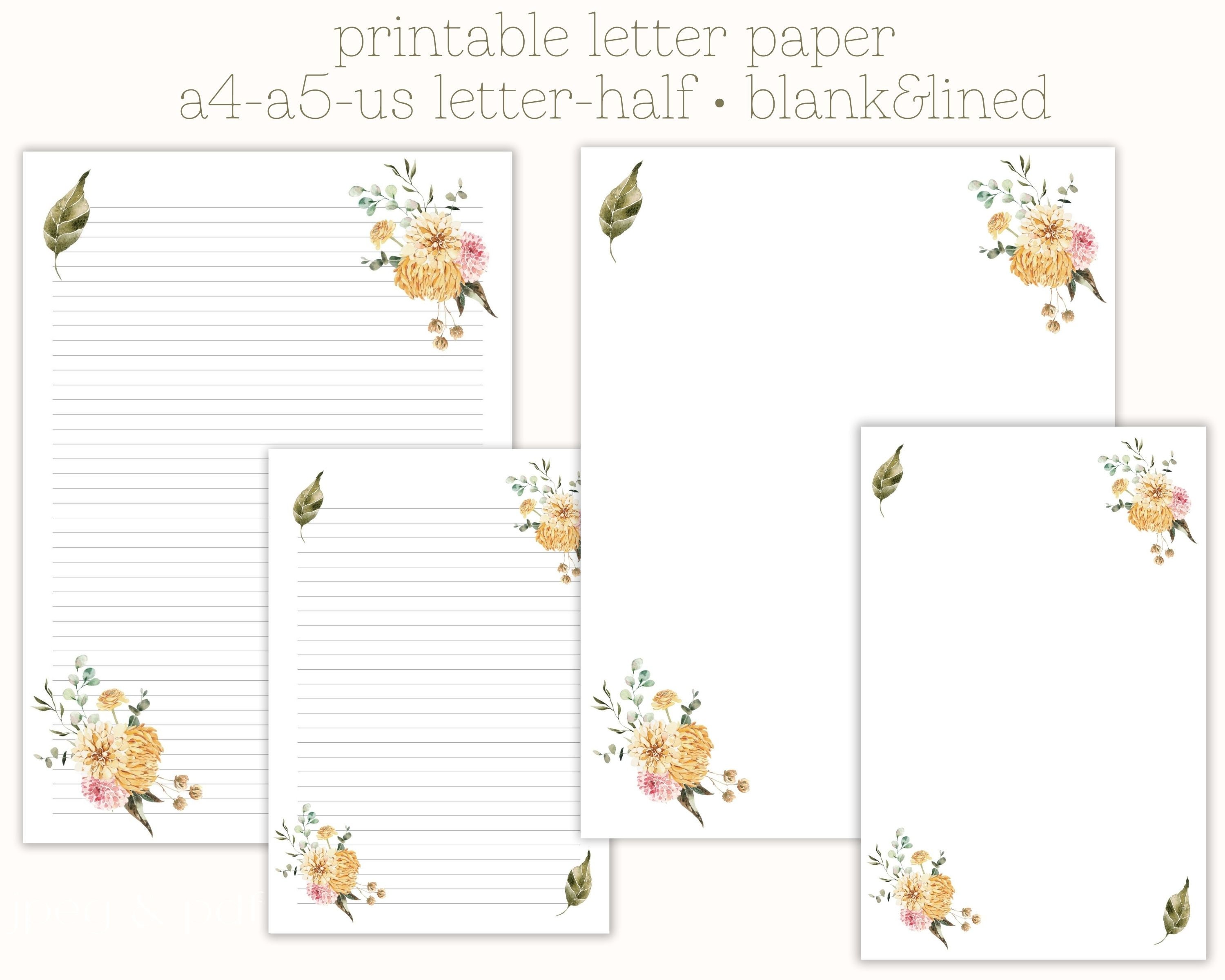 Floral Bouquet Printable Letter Paper Writing Paper Set - Etsy
