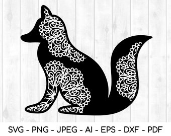Fox Mandala Zentangle SVG Files for Cricut Silhouette Dxf - Etsy
