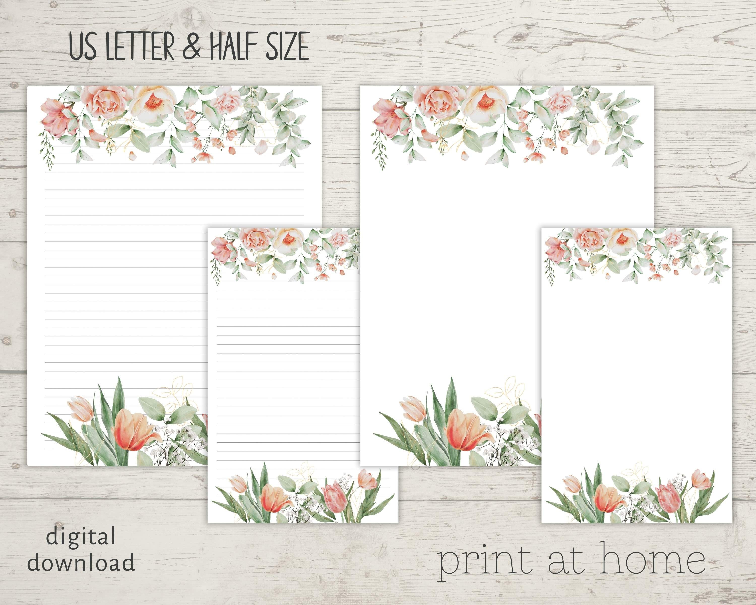 Printable Floral Letter Paper Letter Writing Paper Letter - Etsy Canada