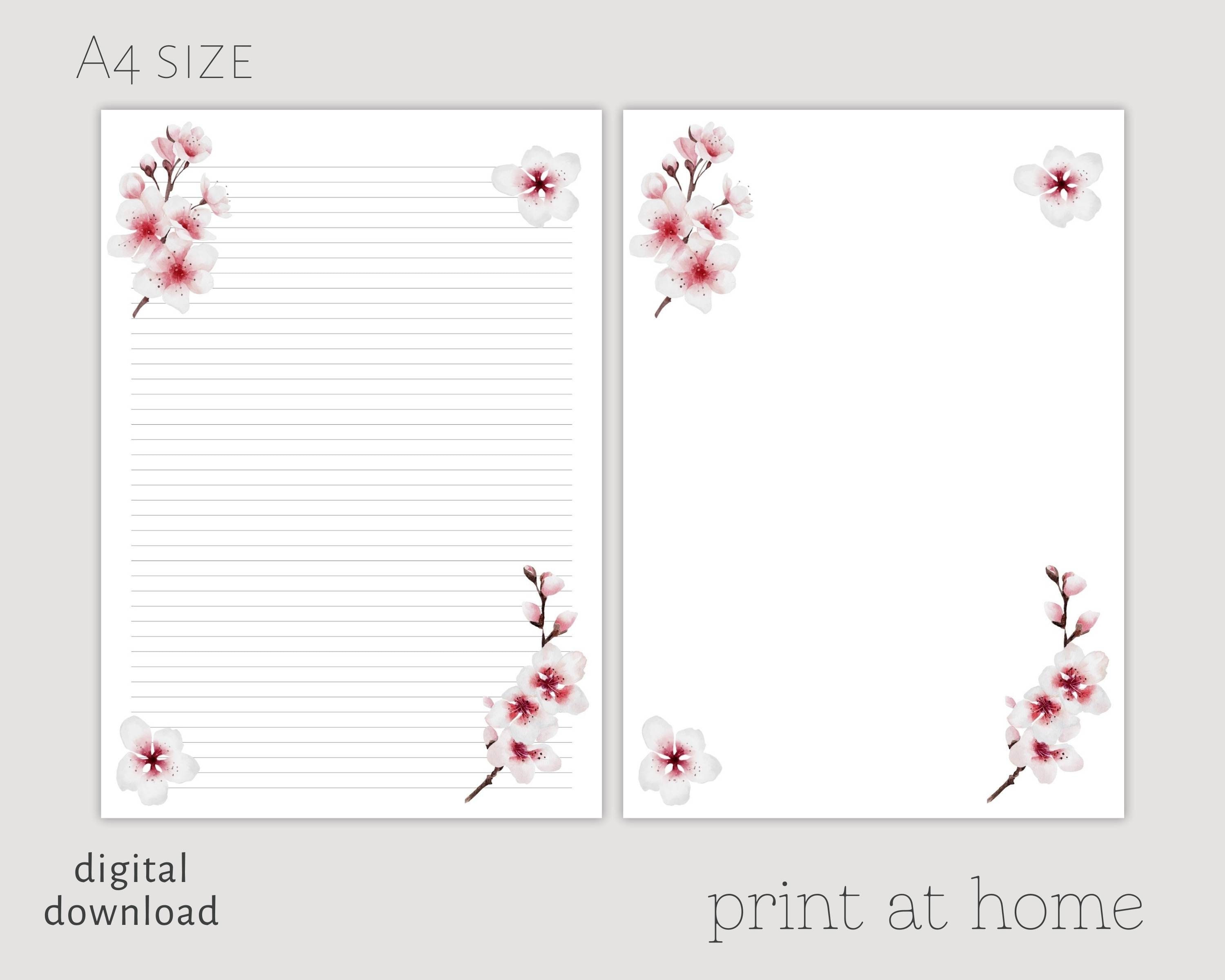Printable Letter Paper Sakura Paper Letter Writing Paper - Etsy