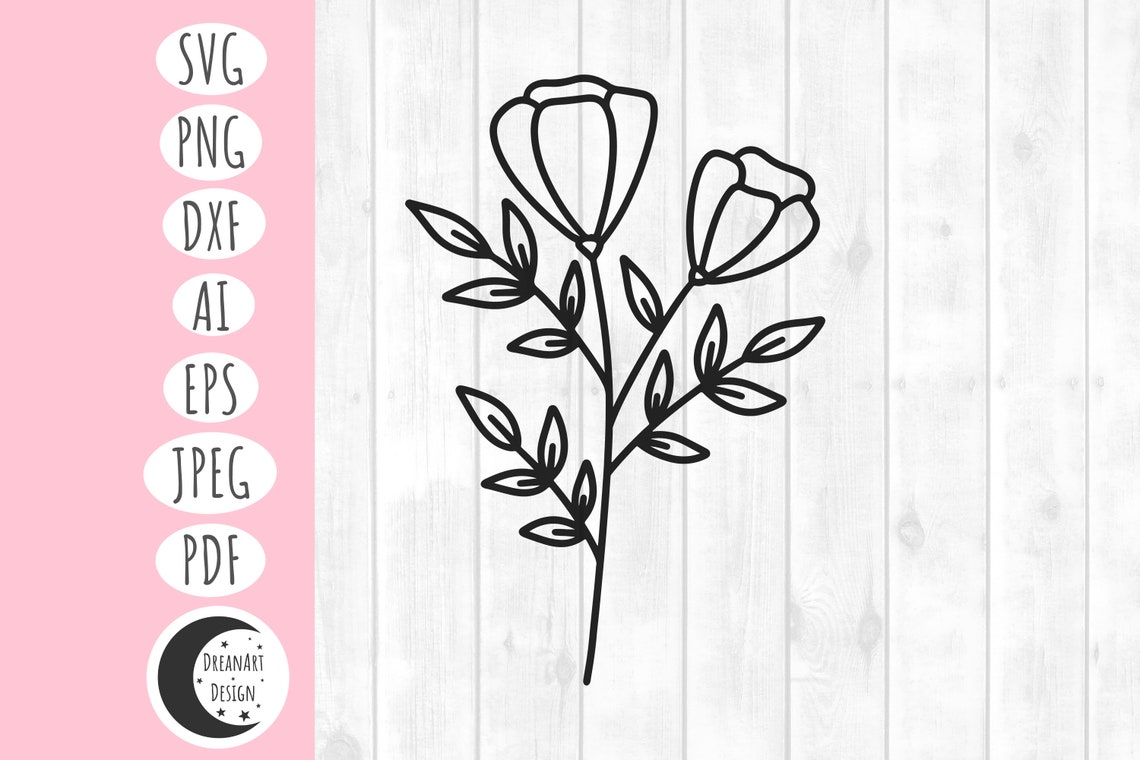 Flower Svg Floral Svg Flower Bouquet Svg Line Flower Svg | Etsy