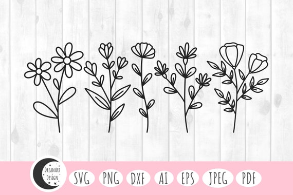 Flower Svg Floral Svg Flower Bouquet Svg Line Flower Svg | Etsy