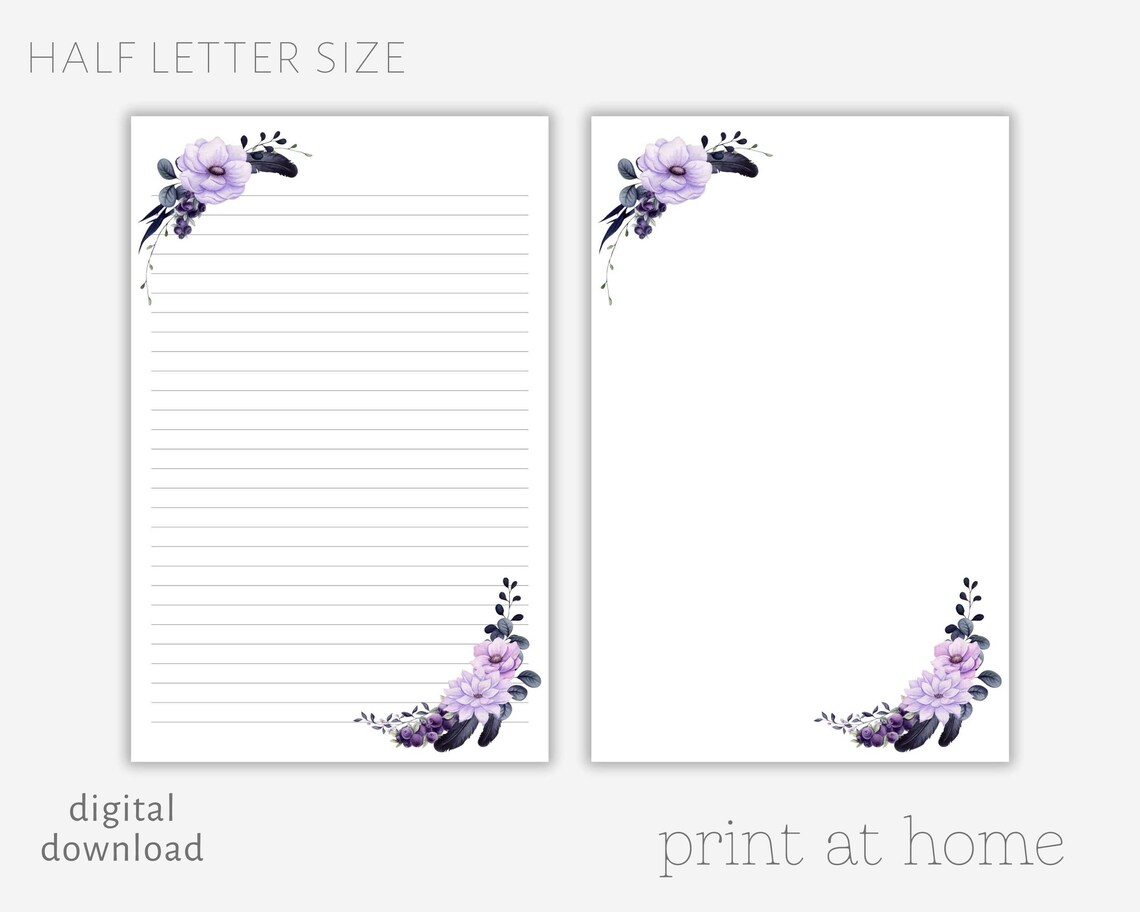 Printable Floral Letter Paper Letter Writing Paper Letter | Etsy
