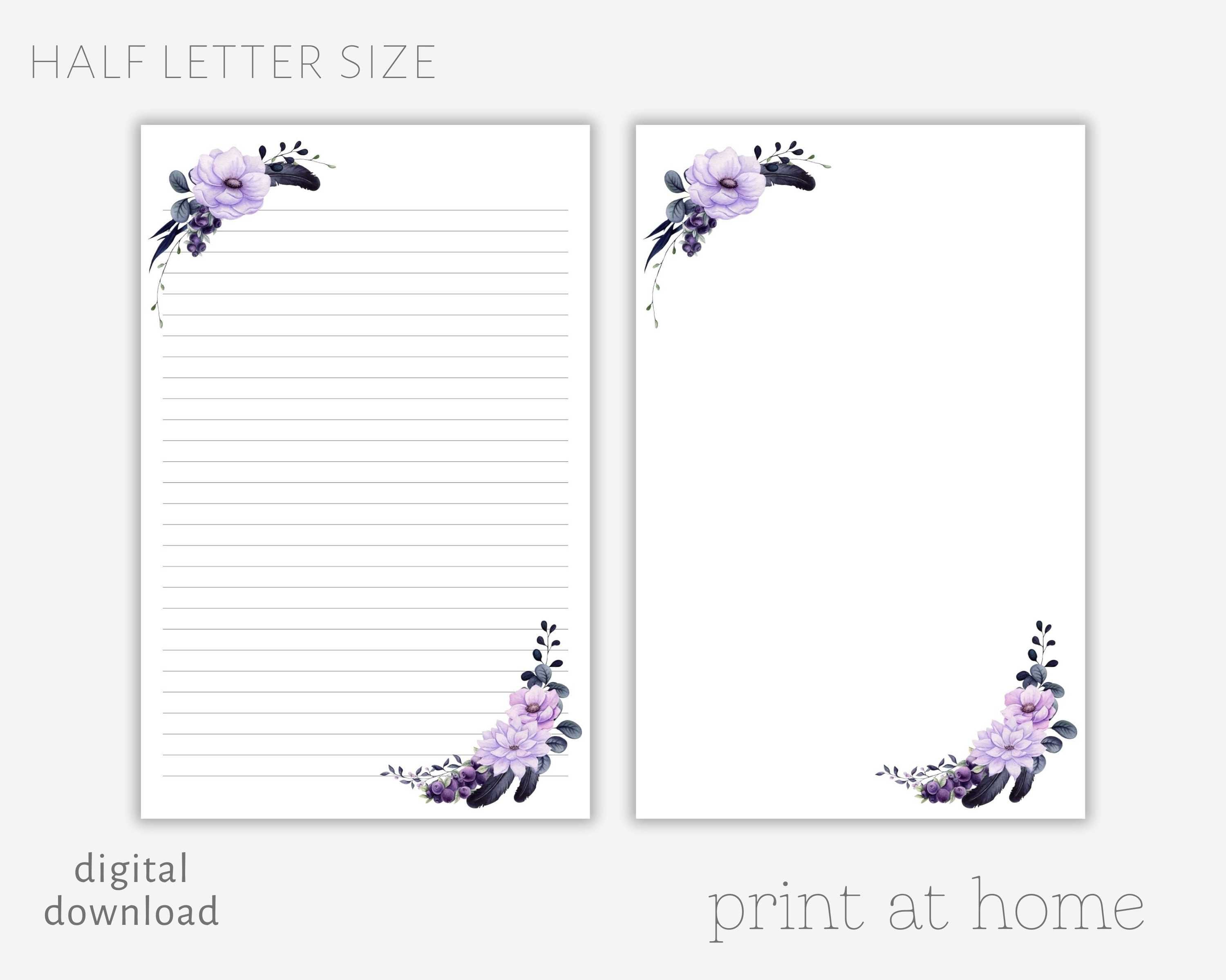 Printable Floral Letter Paper Letter Writing Paper Letter - Etsy