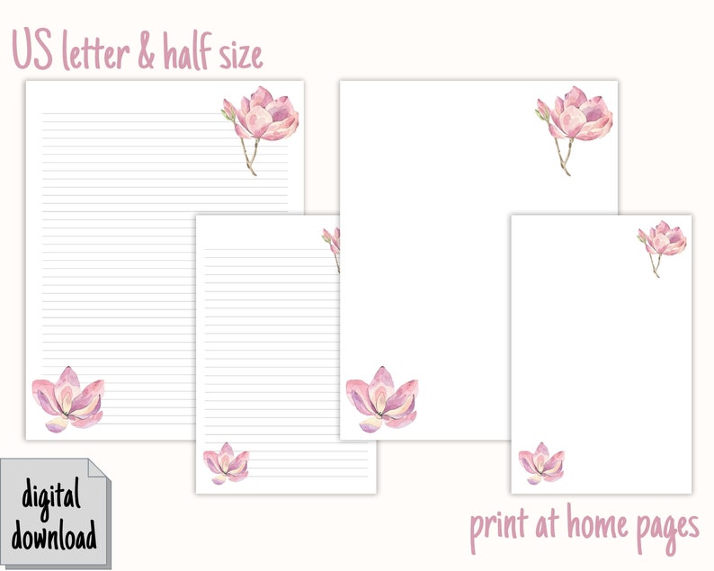 Floral Printable Letter Paper Letter Writing Set Letter - Etsy