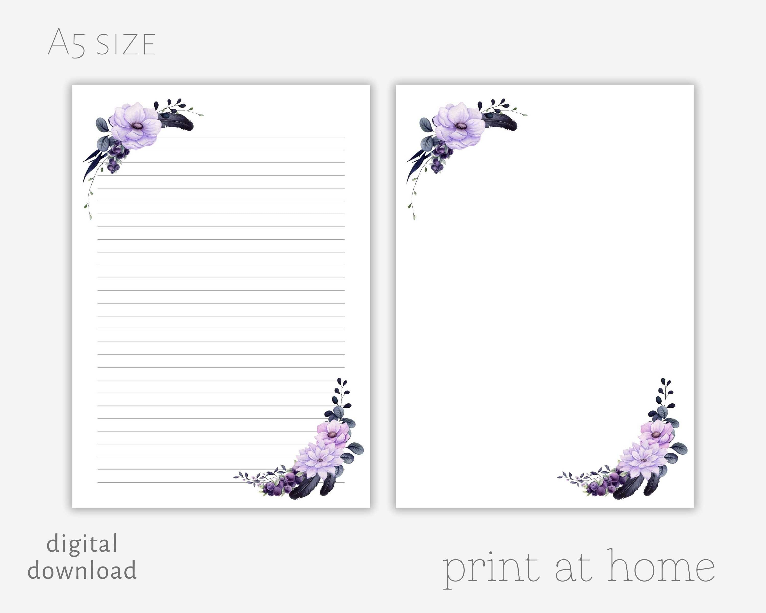 Printable Floral Letter Paper Letter Writing Paper Letter - Etsy