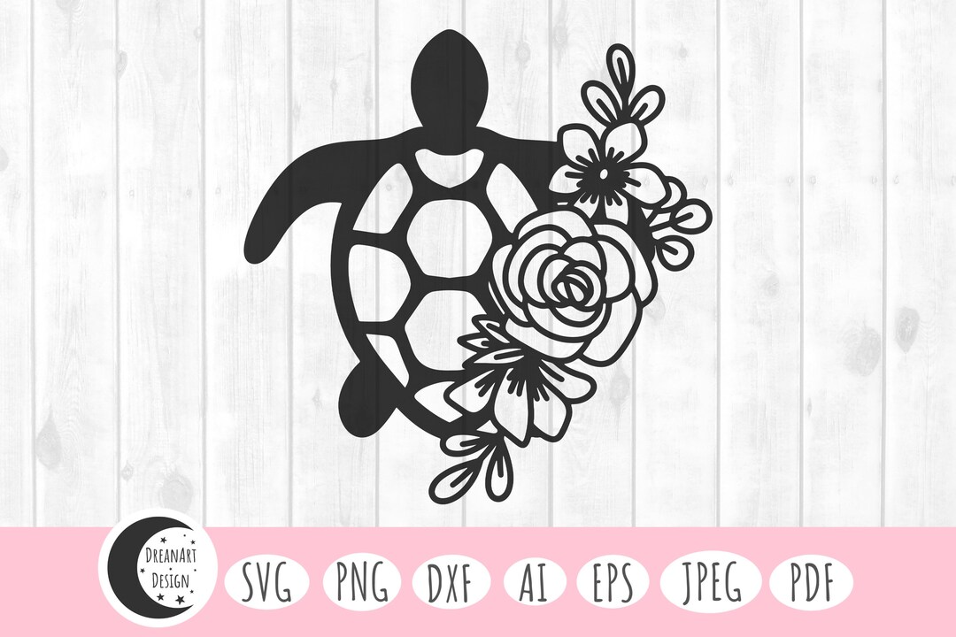 Floral Turtle Svg, Turtle Svg, Nautical Svg, Ocean Svg, Sea Turtle Svg ...