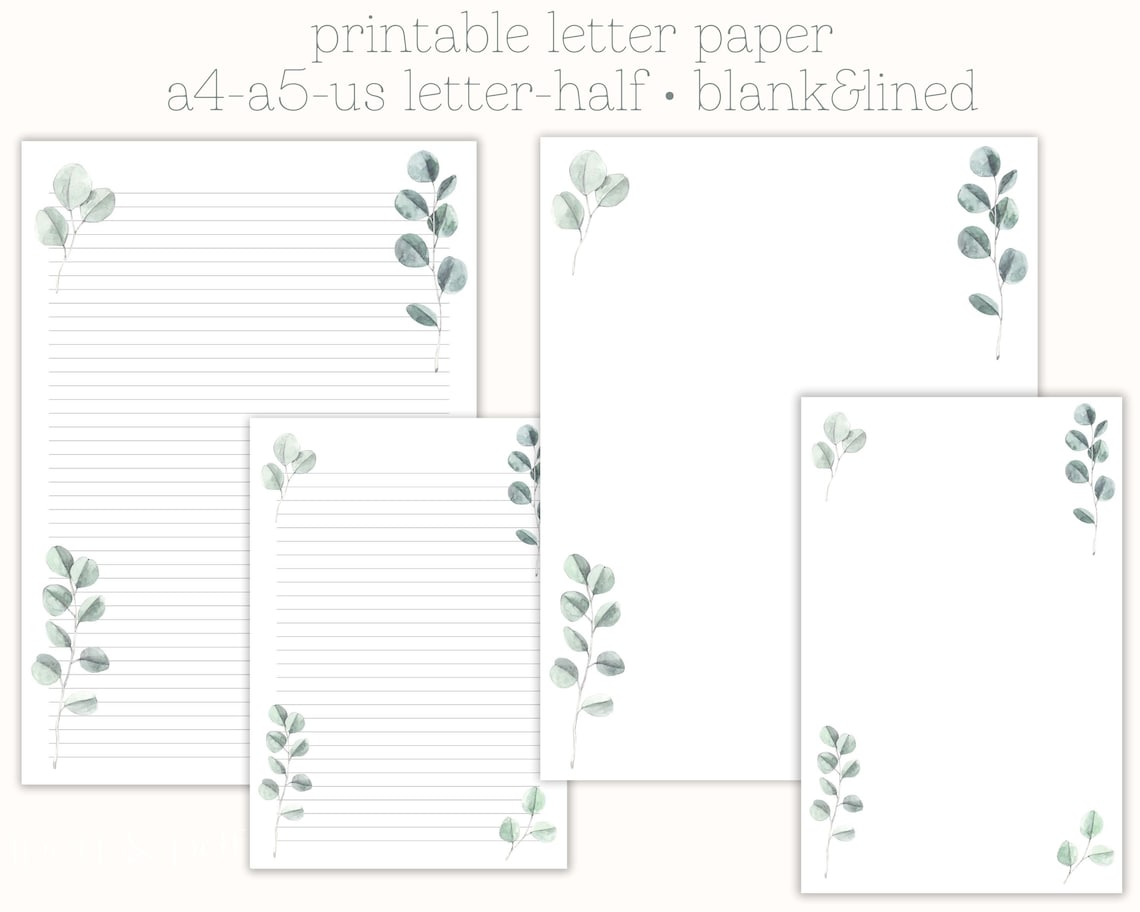 Eucalyptus Printable Letter Paper Writing Paper Letter - Etsy