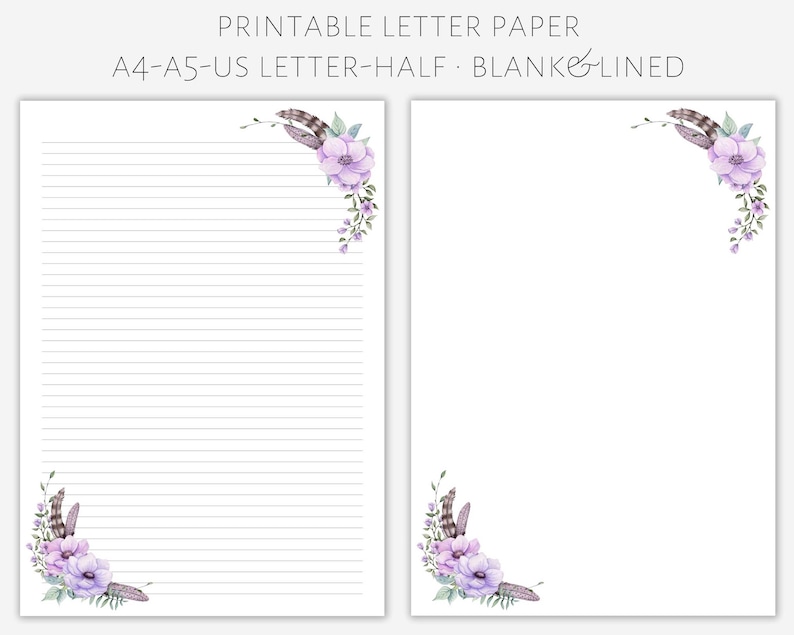 Printable Floral Letter Paper Letter Writing Paper Letter - Etsy