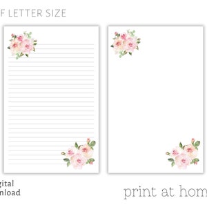 Printable Floral Letter Paper, Letter Writing Paper, Letter Stationery ...