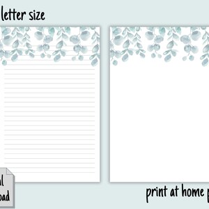Blue Leaves Printable Stationary, Printable Writing Paper, Printable ...