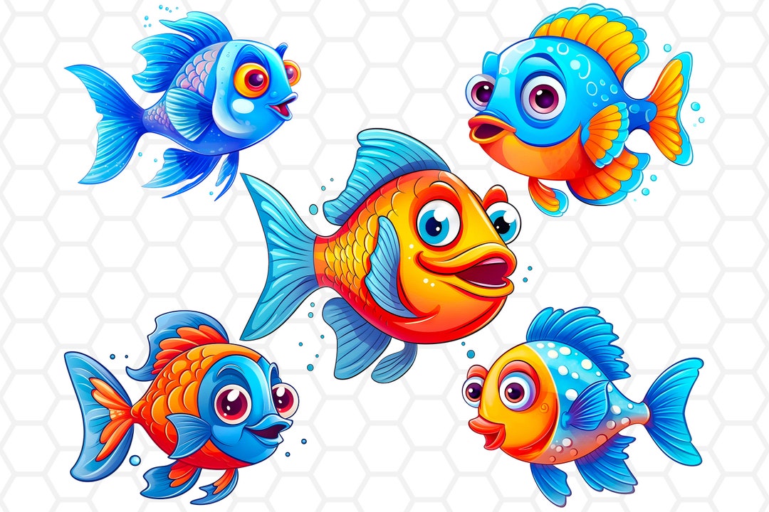 Cartoon Fish Clipart Bundle, Cartoon Fish Clipart, Cartoon Fish Png ...