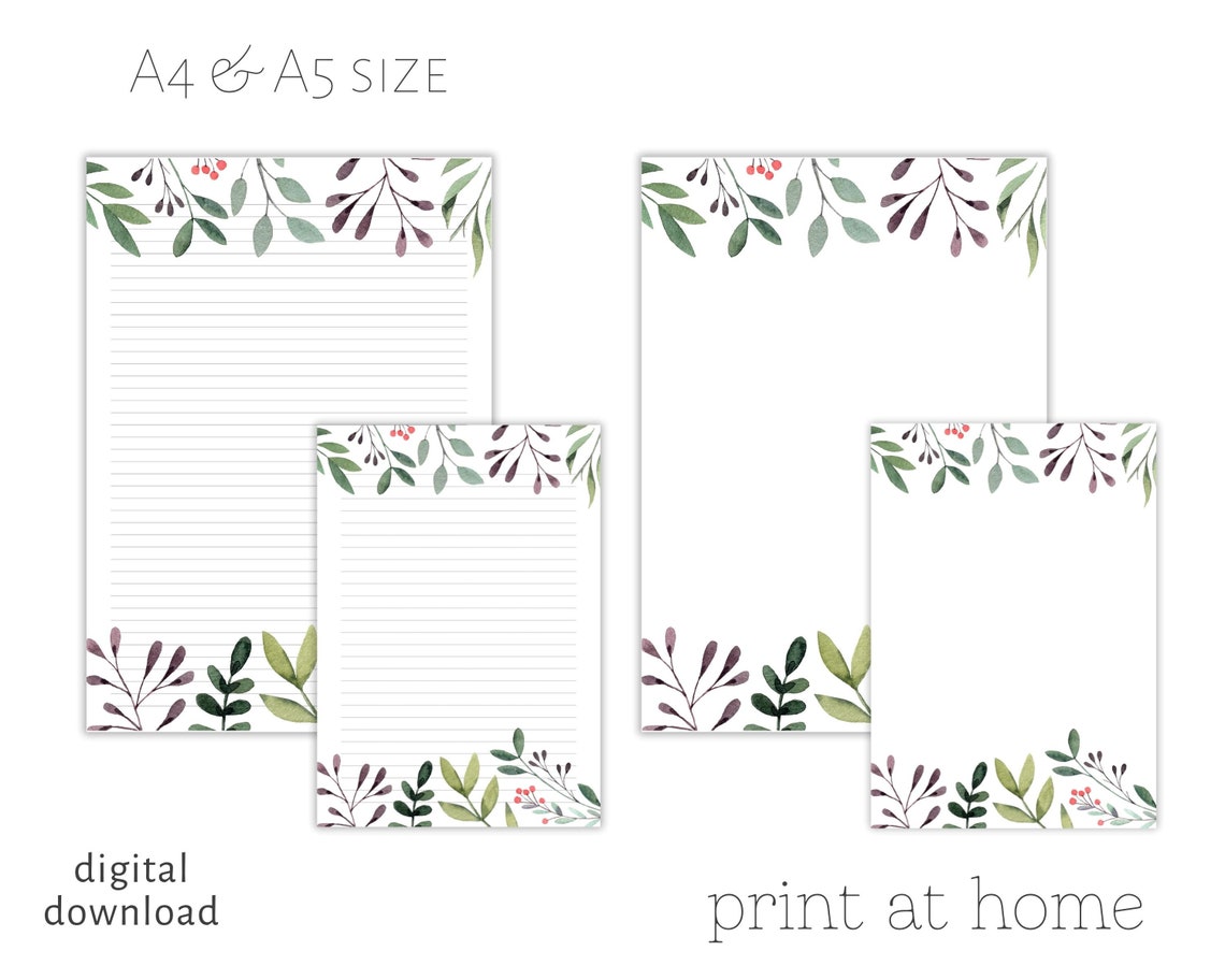 Printable Floral Letter Paper Letter Writing Paper Letter | Etsy Canada