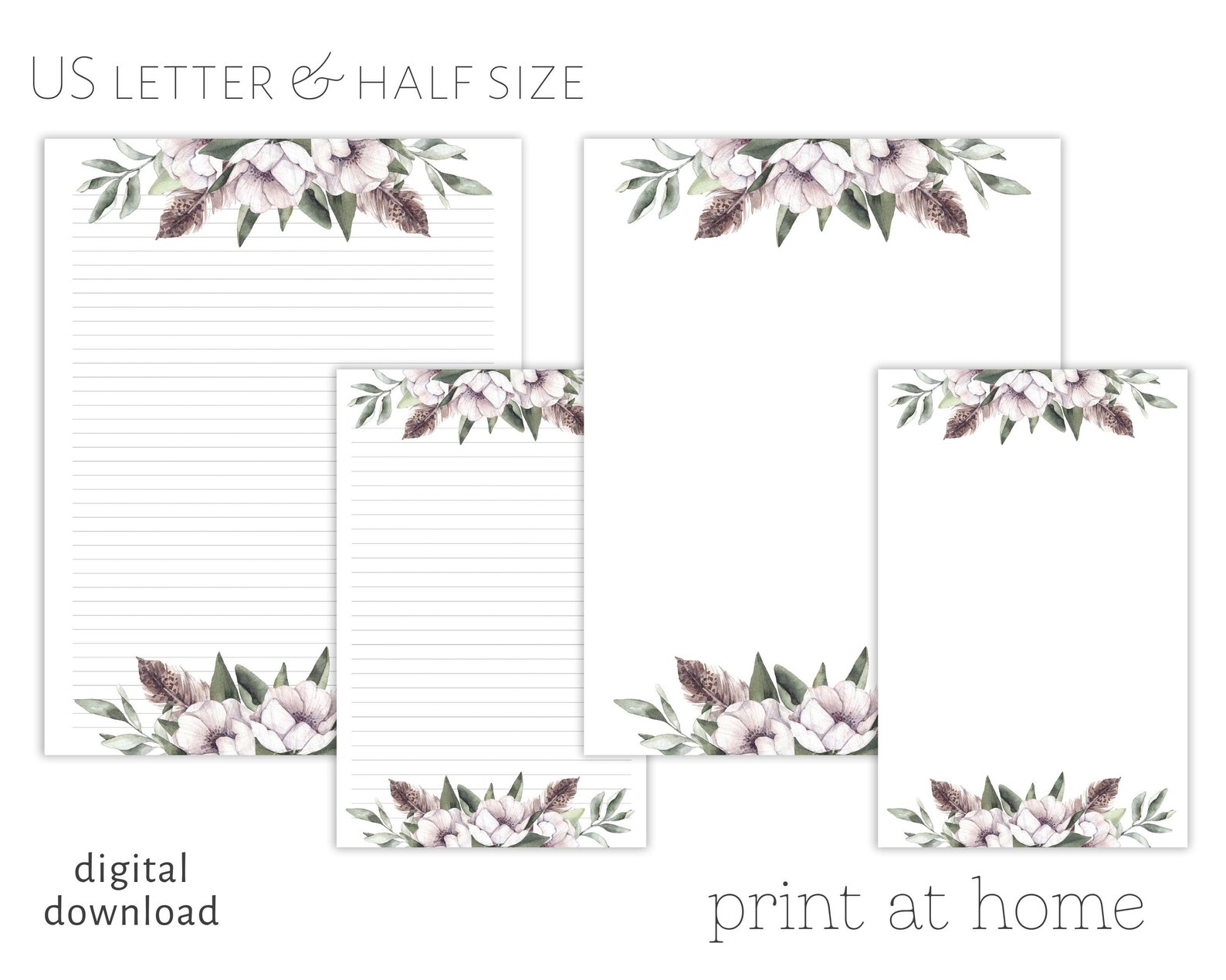 Printable Floral Letter Paper Letter Writing Paper Letter - Etsy