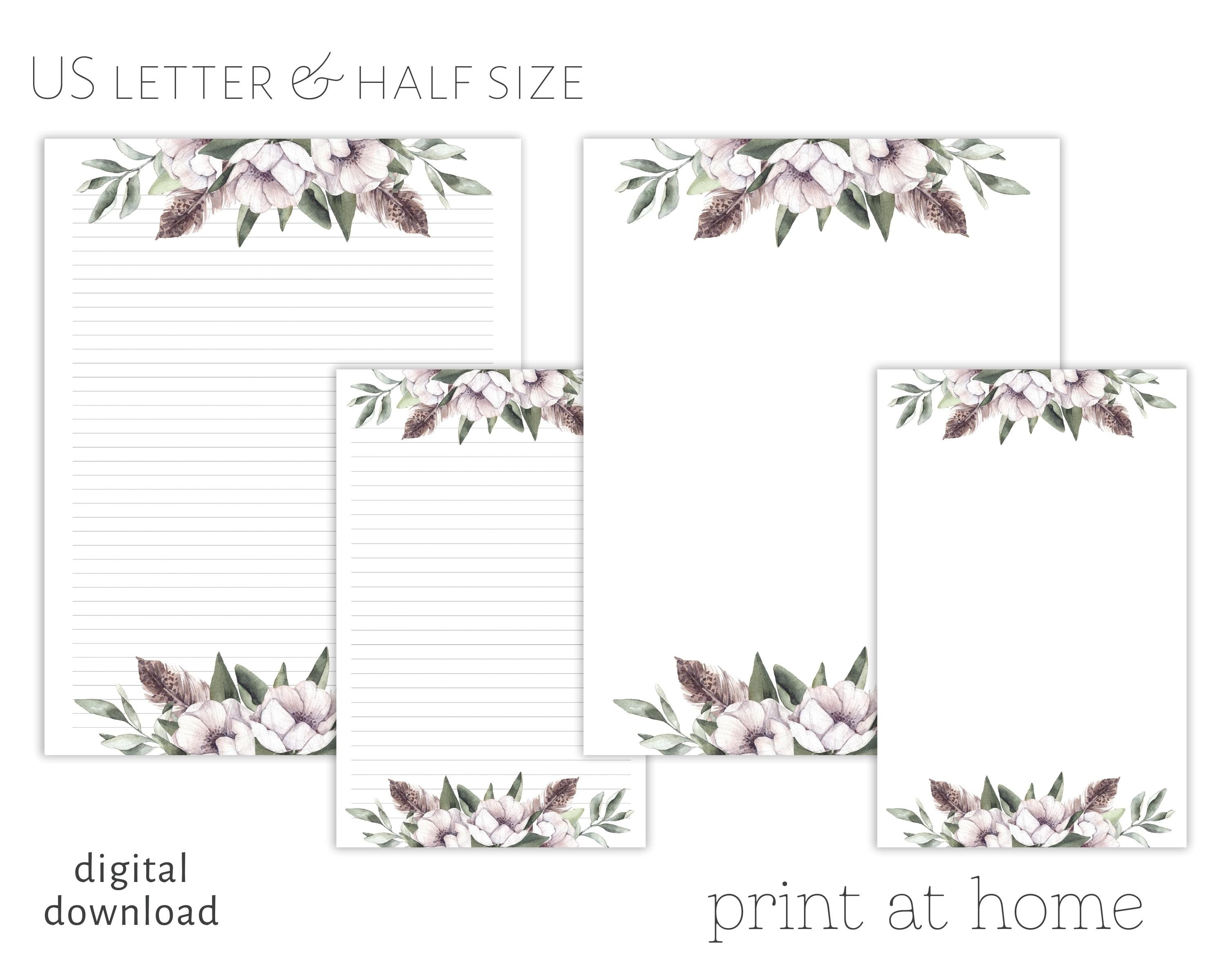 Printable Floral Letter Paper Letter Writing Paper Letter - Etsy