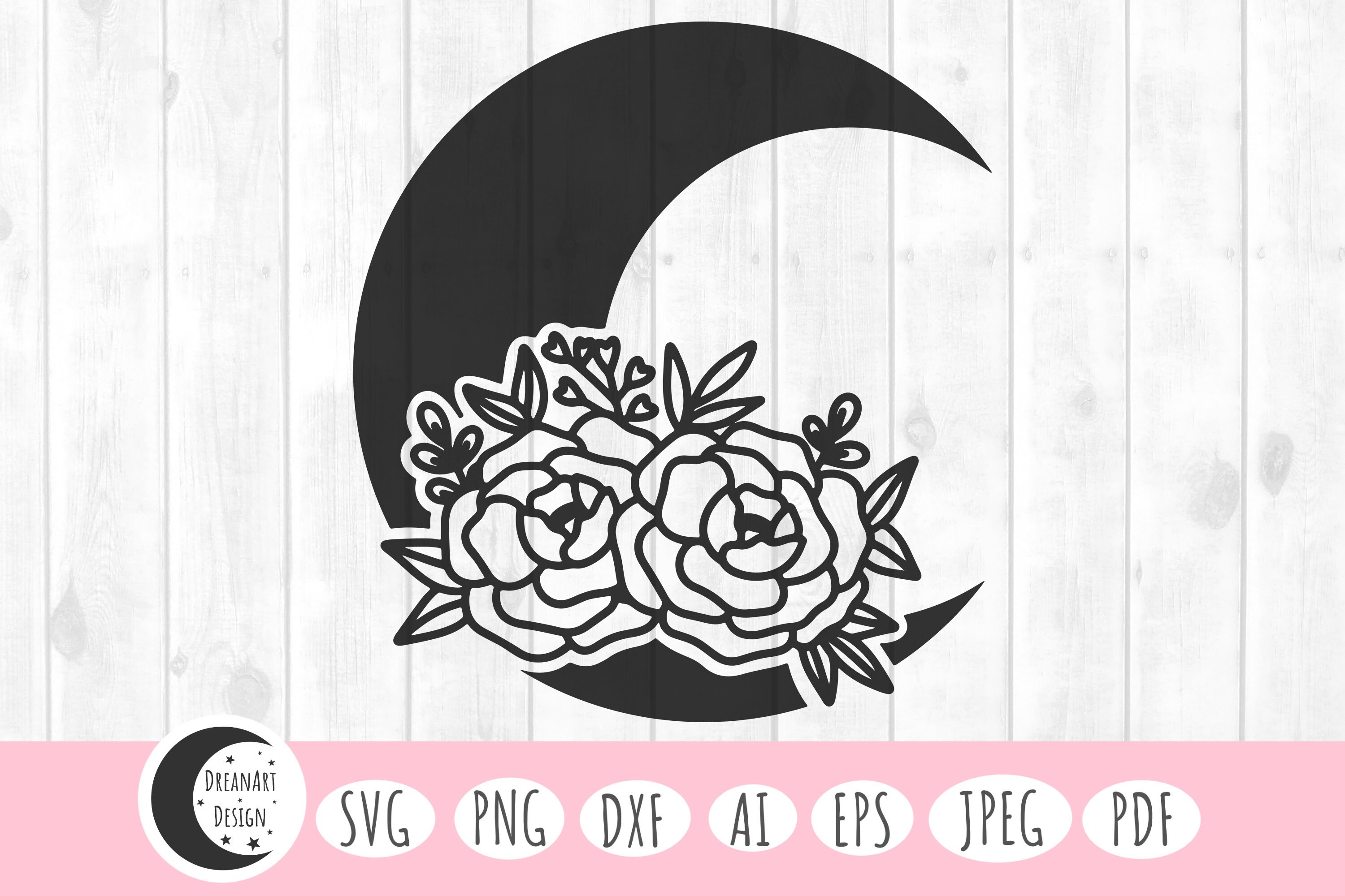 Floral Moon Svg Moon Svg Celestial Svg Floral Svg Floral | Etsy
