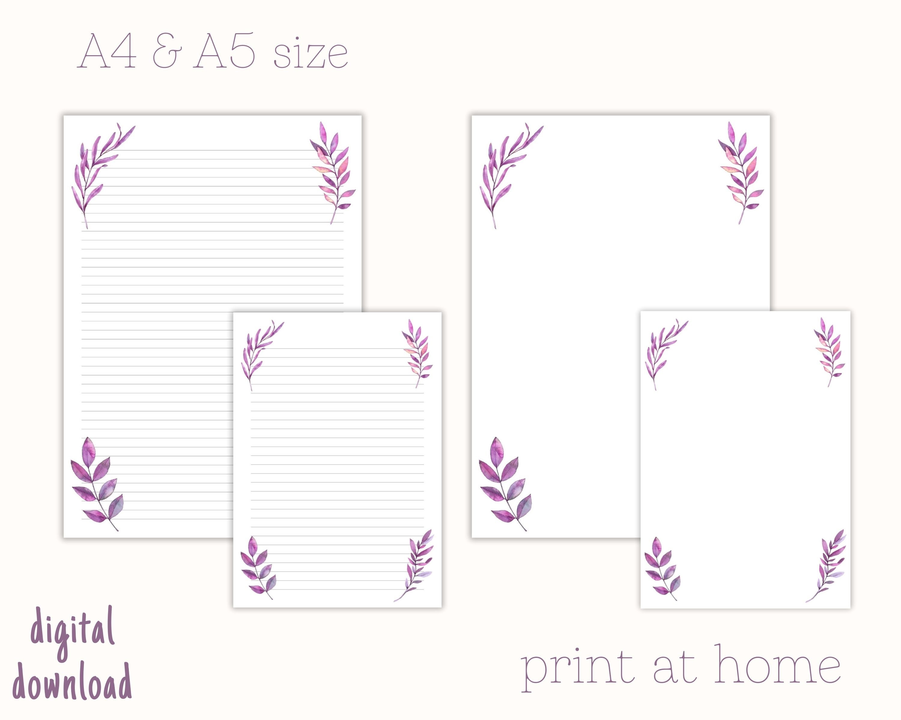 Watercolor Leaves Printable Letter Paper Writing Paper | Etsy