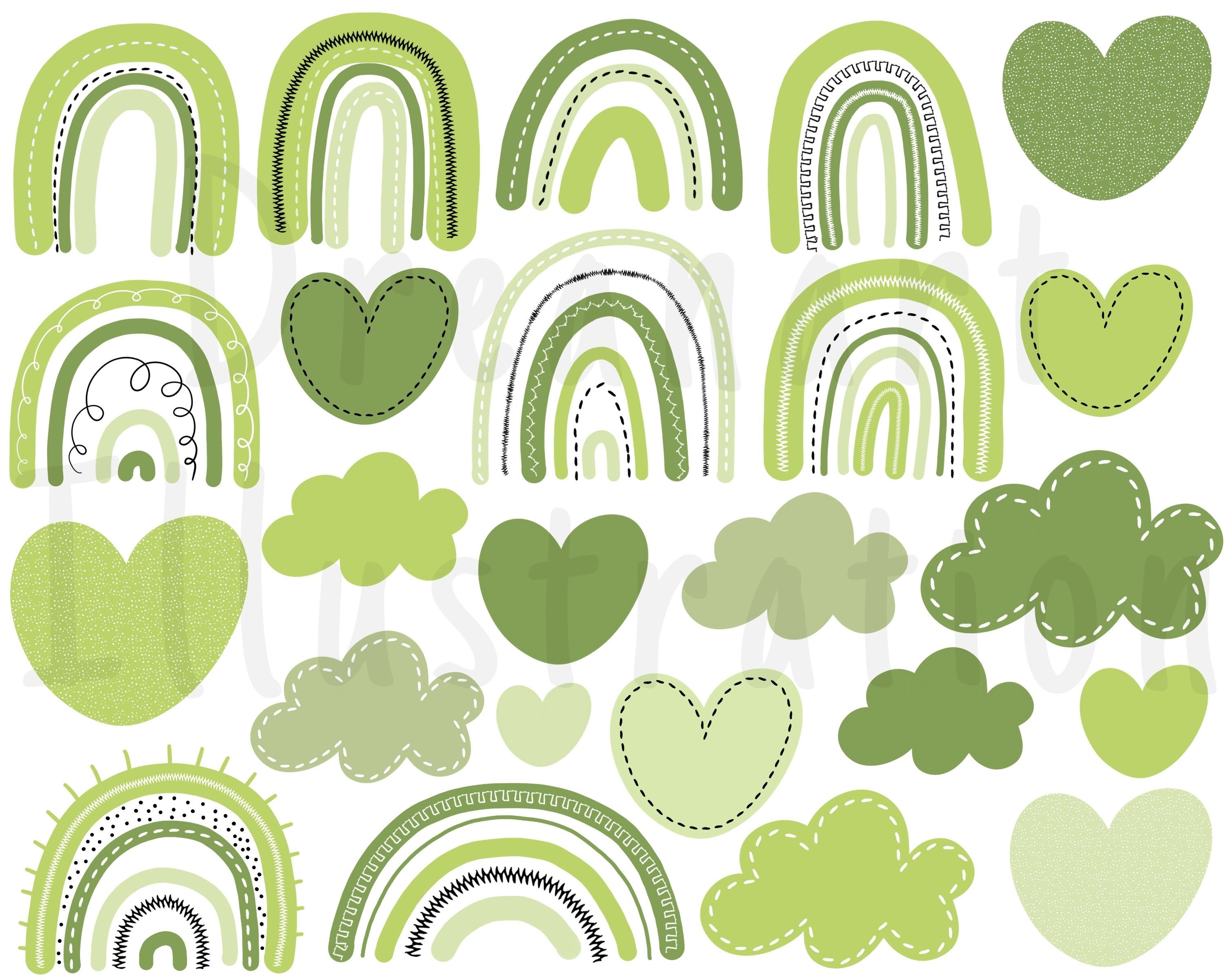Green rainbow png Green rainbow clip art Rainbow Clipart | Etsy