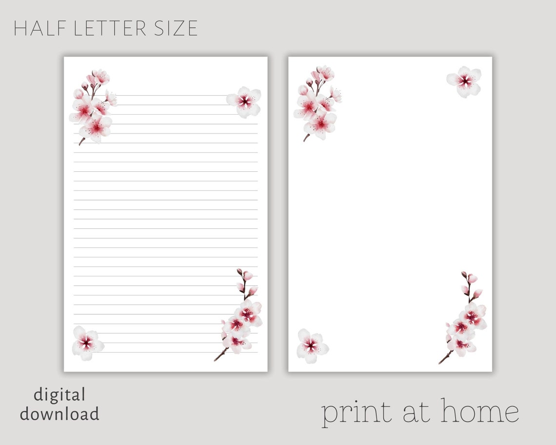 Printable Letter Paper Sakura Paper Letter Writing Paper - Etsy