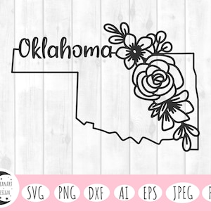 Floral Oklahoma State SVG: Patriotic 4th of July Design (digital Files ...