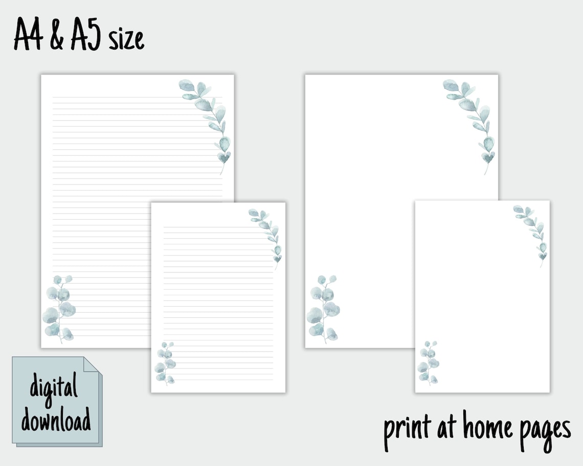 Floral Printable Letter Paper Line Sheet Writing Paper | Etsy