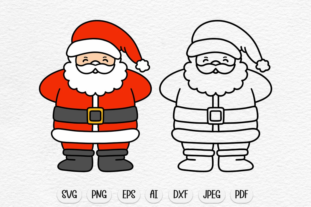 Santa Svg, Santa Claus Svg, Christmas Svg, Kawaii Svg, Cute Svg ...