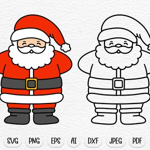 Santa Svg, Santa Claus Svg, Christmas Svg, Kawaii Svg, Cute Svg ...