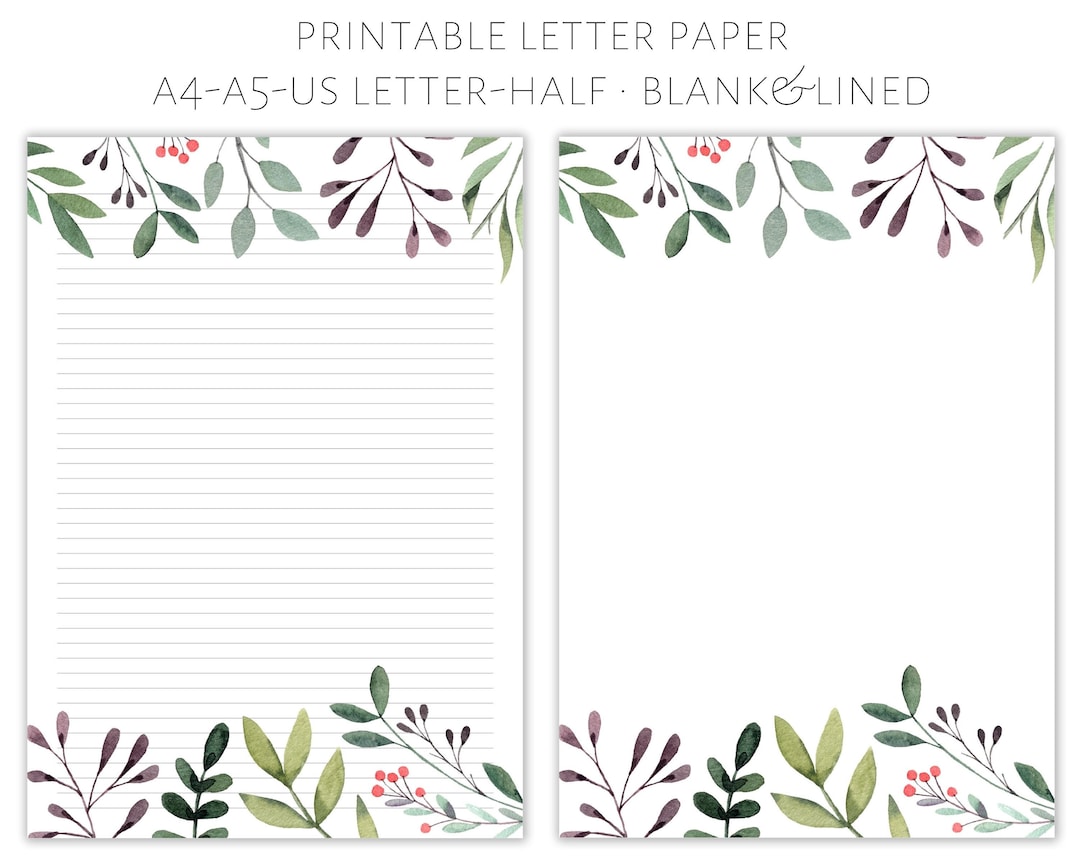 Printable Floral Letter Paper, Letter Writing Paper, Letter Stationery ...