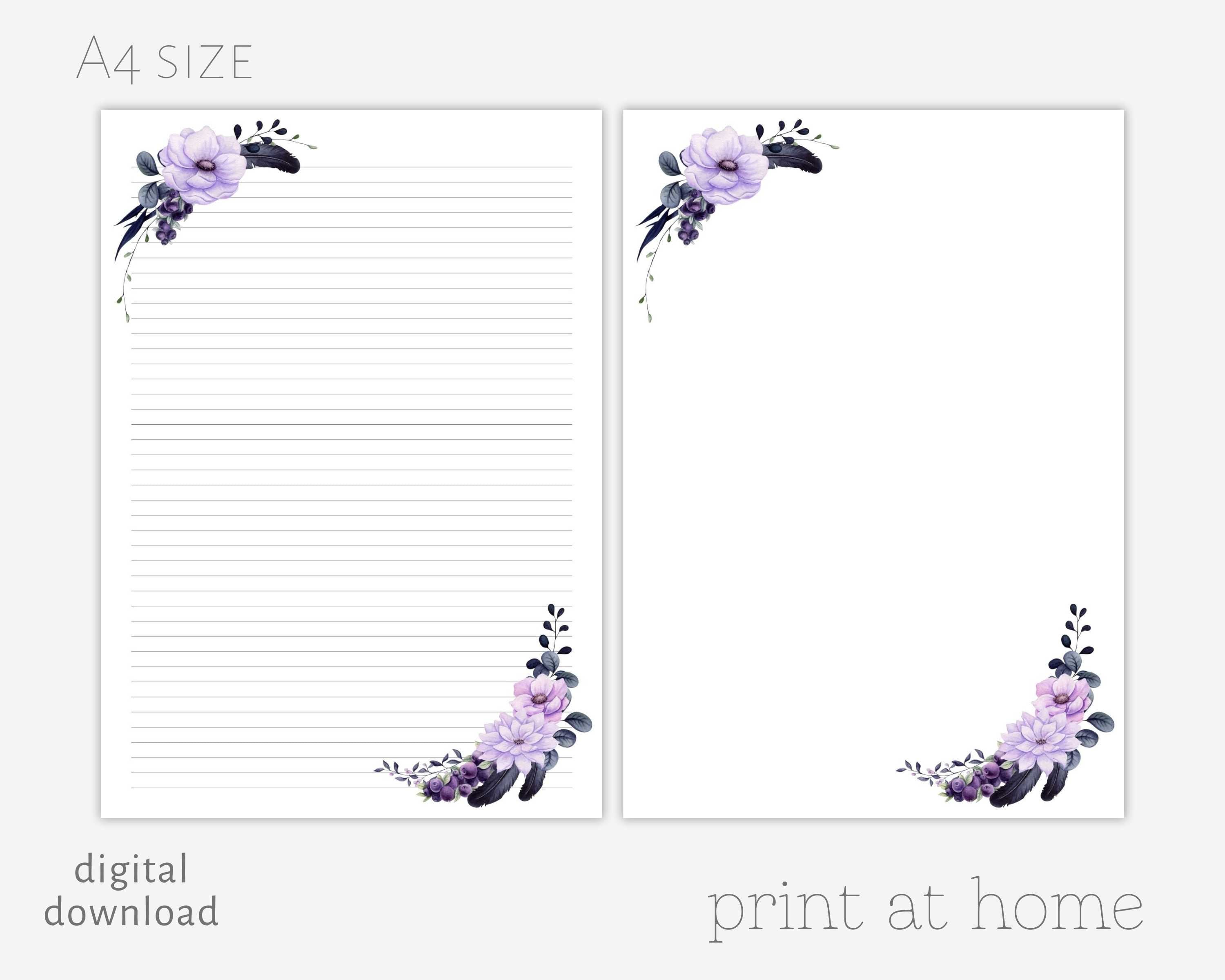 Printable Floral Letter Paper Letter Writing Paper Letter | Etsy