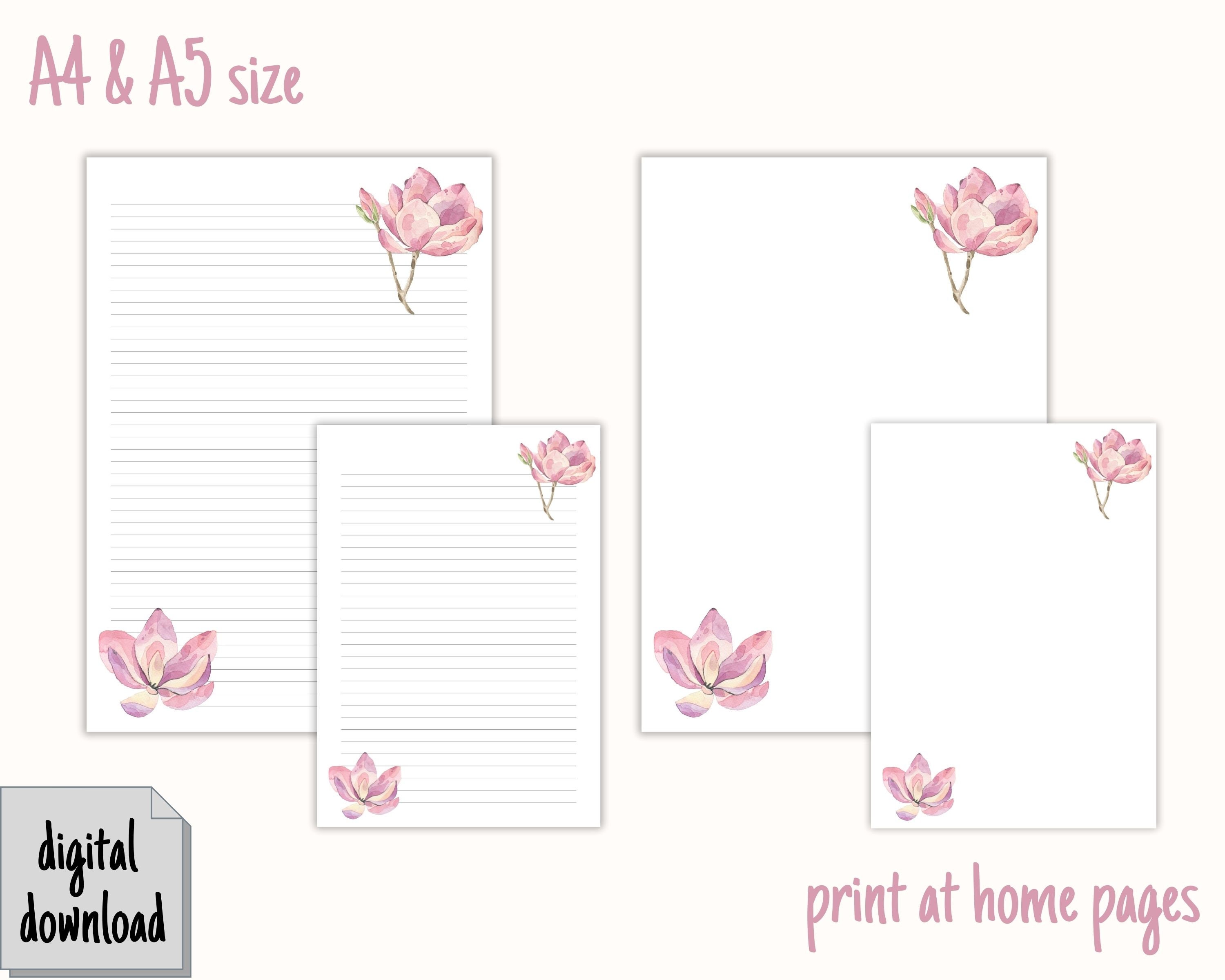 Floral Printable Letter Paper Letter Writing Set Letter | Etsy