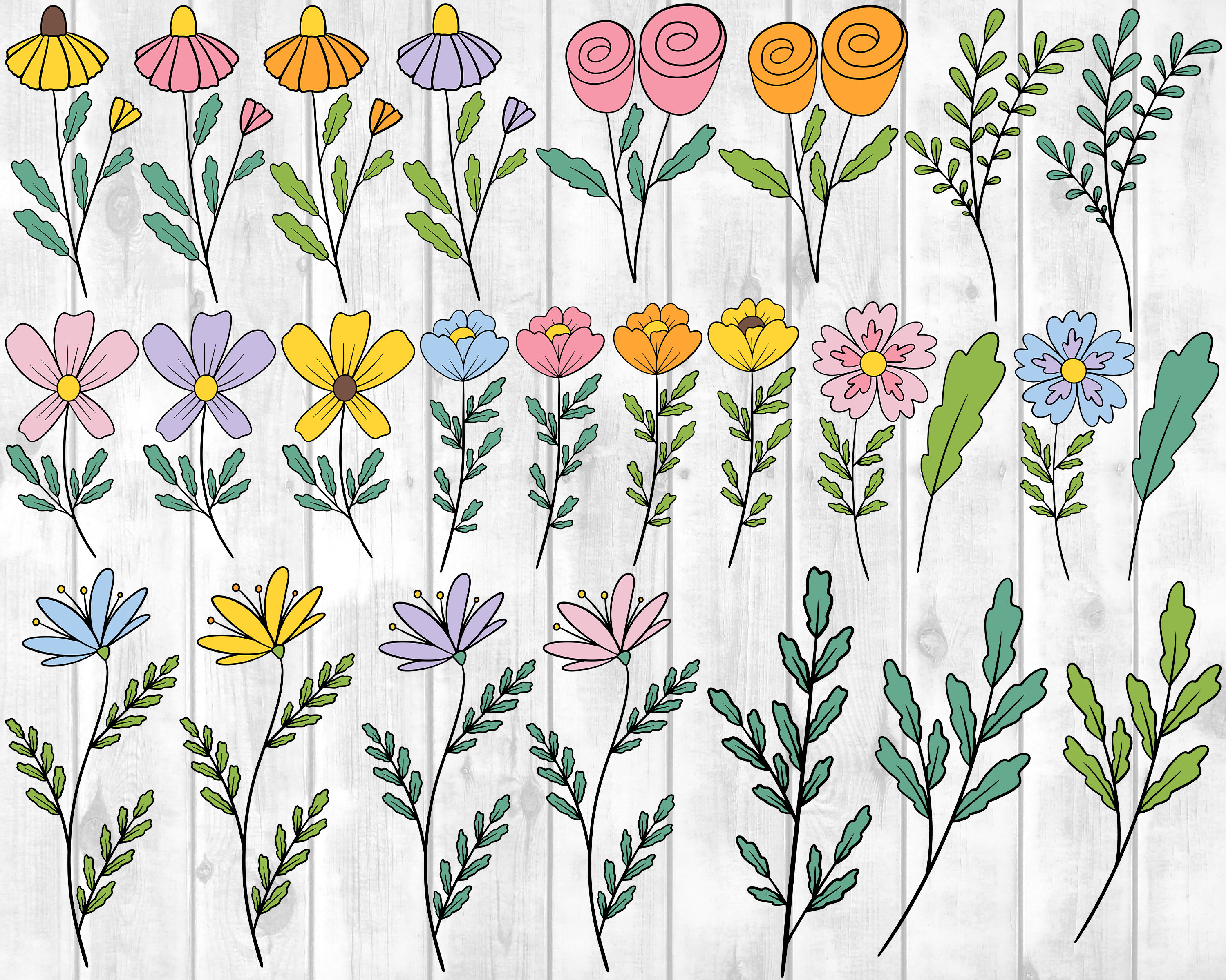 Big Flower Garden SVG Bundle Wildflower Svg Flower Svg - Etsy