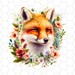 Watercolor Floral Fox Clipart Fox Sublimation Sublimation - Etsy