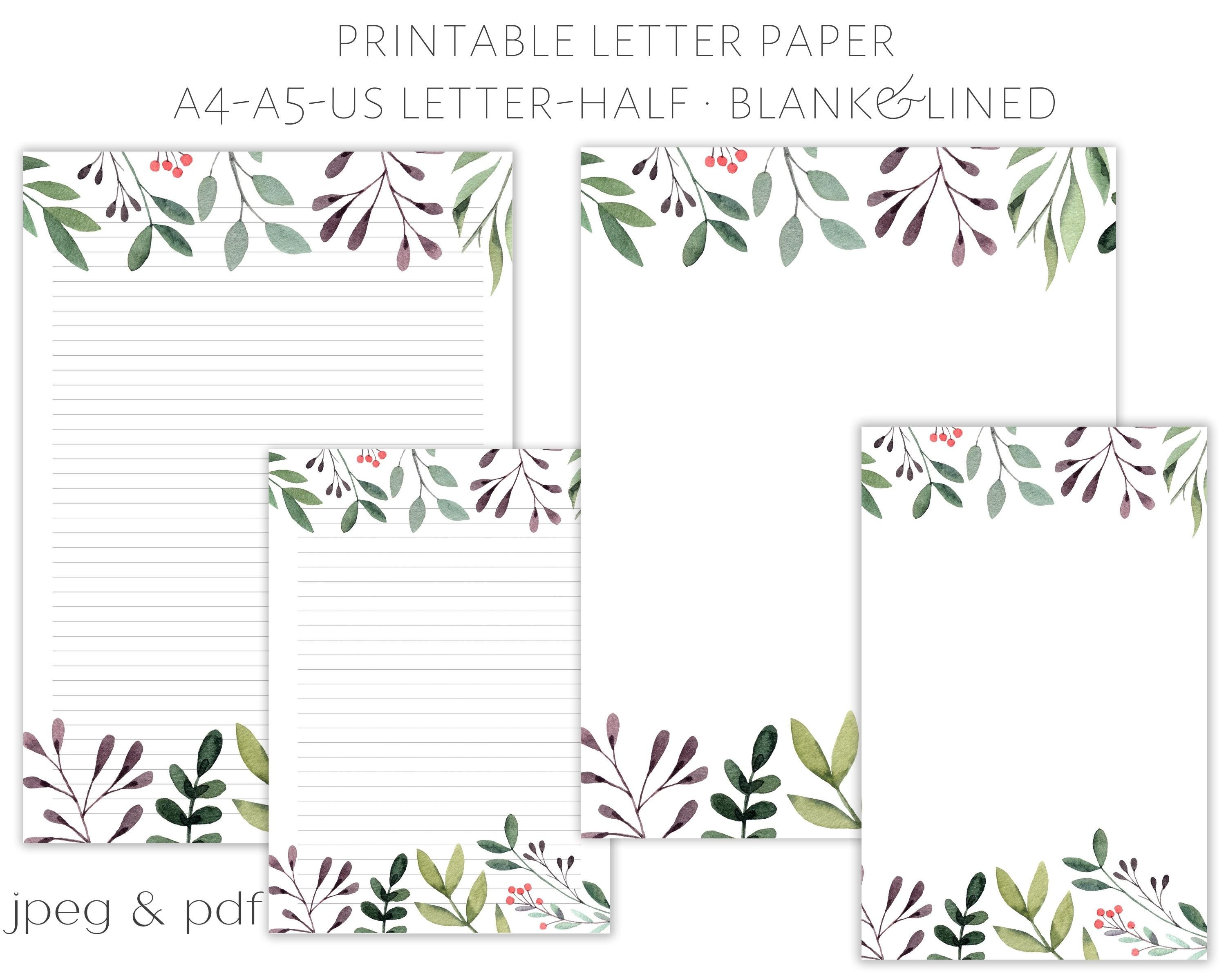 Printable Floral Letter Paper Letter Writing Paper Letter | Etsy Canada