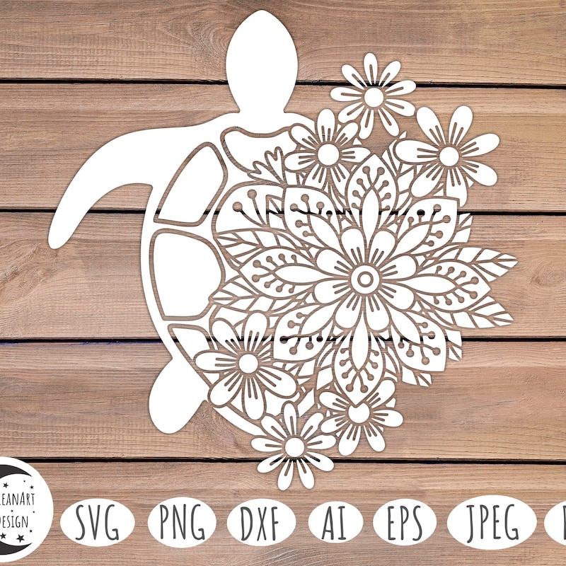 Sea Turtle With Flowers Svg - Etsy