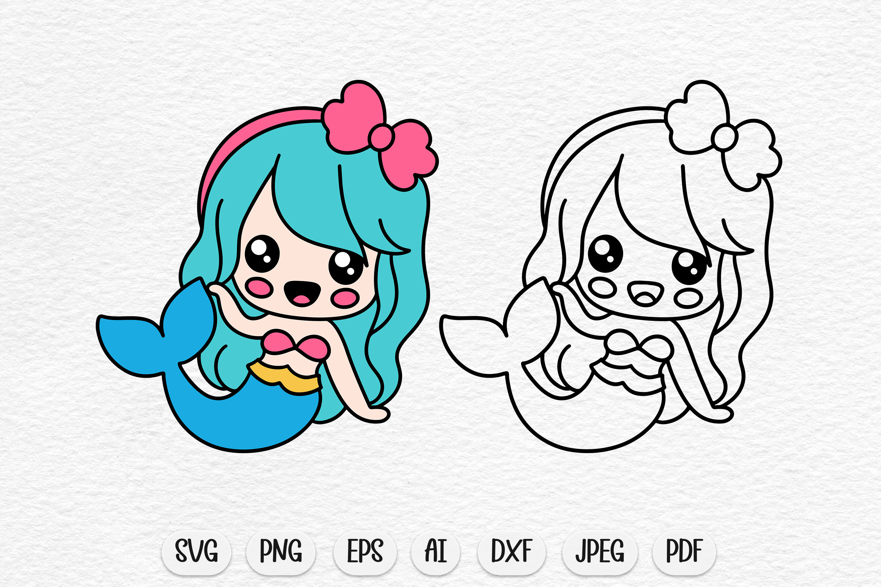 Sirena svg lindo svg kawaii svg niña svg niña svg - Etsy México