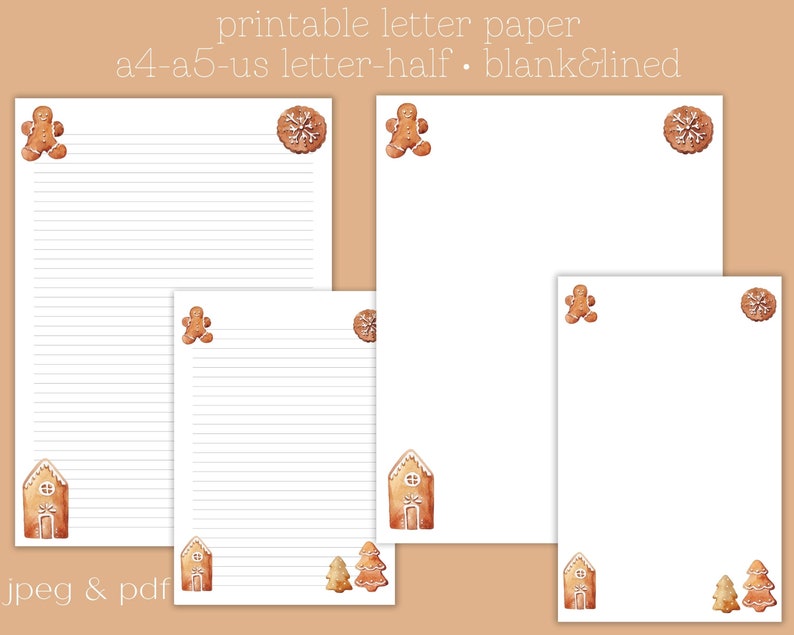 Christmas Letter Writing Paper: Gingerbread Theme (printable) - Etsy