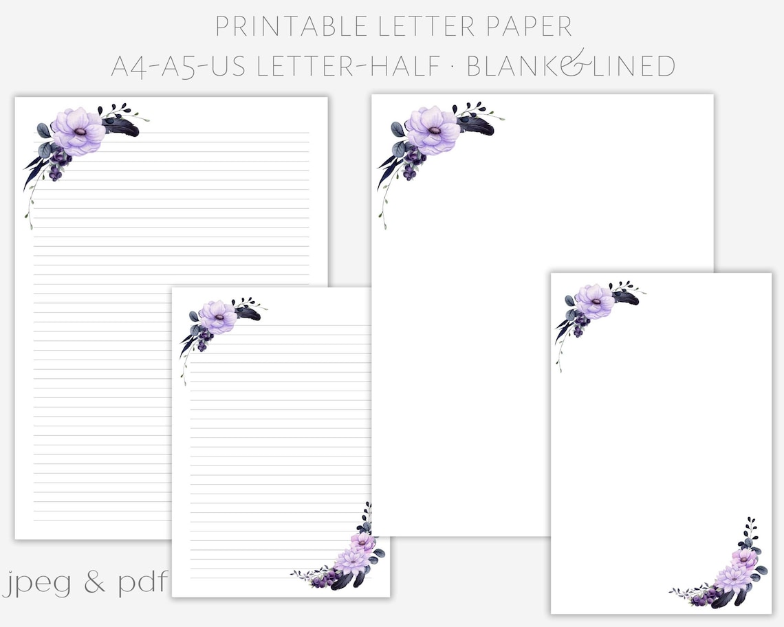 Printable Floral Letter Paper Letter Writing Paper Letter | Etsy