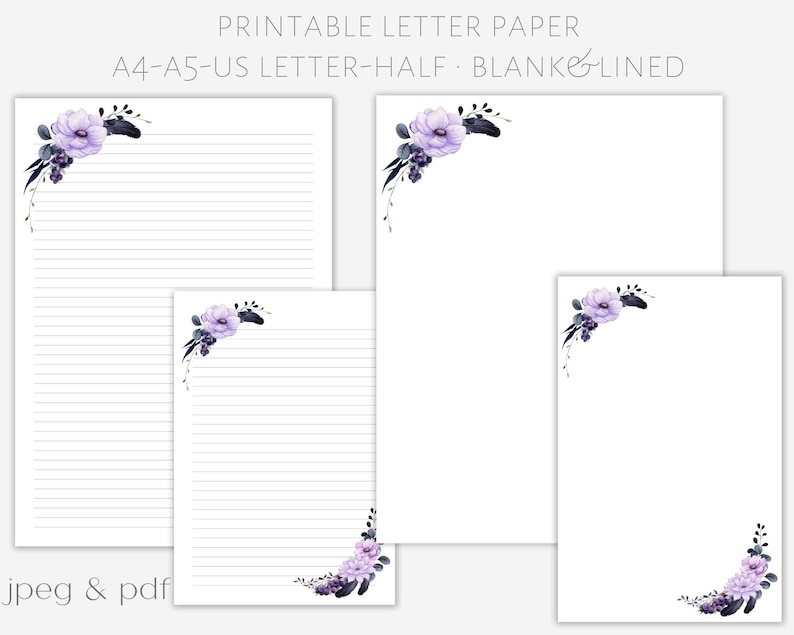 Printable Floral Letter Paper Letter Writing Paper Letter - Etsy